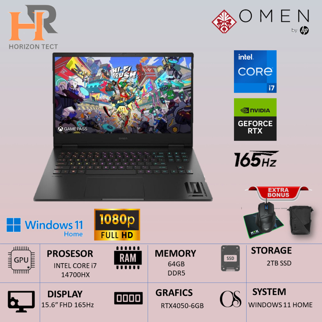 Jual HP Omen Gaming 16 RTX4050-8GB Intel Core i7 14700HX 64GB DDR5 2TB ...