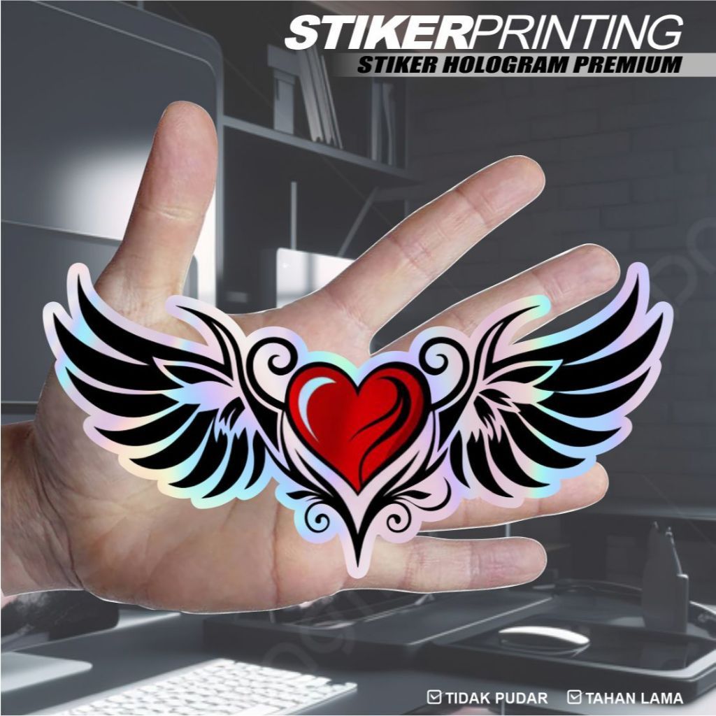 Jual Stiker Printing Sticker Sayap Love Hologram Premium | Shopee Indonesia
