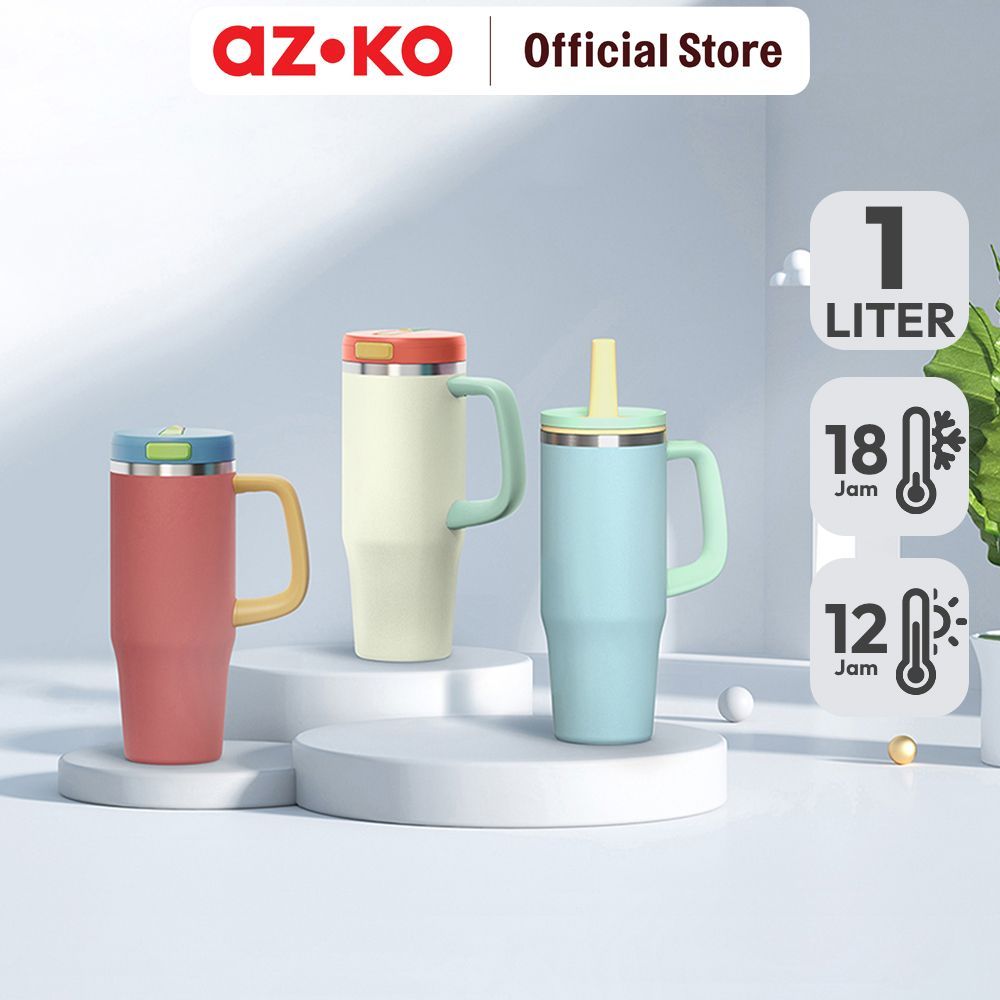 Jual AZKO Picas 1 ltr Botol Vacuum Flask Pop Sip Dengan Handle Random ...