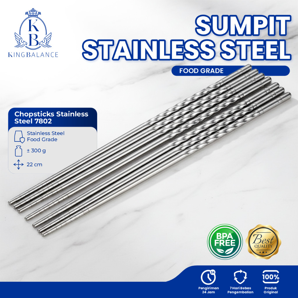 Jual Sumpit Stainless Aesthetic Korea 7802 Sumpit Mie Besi Anti Selip ...