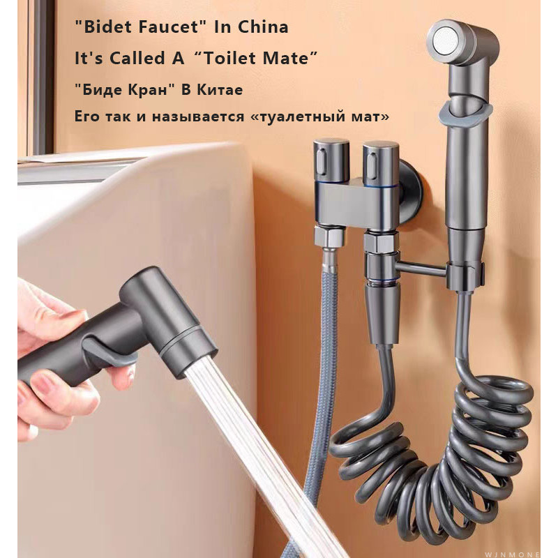 Jual Gray Bidet Faucet Handheld Bathroom Toilet Faucet Set Shower Bidet ...