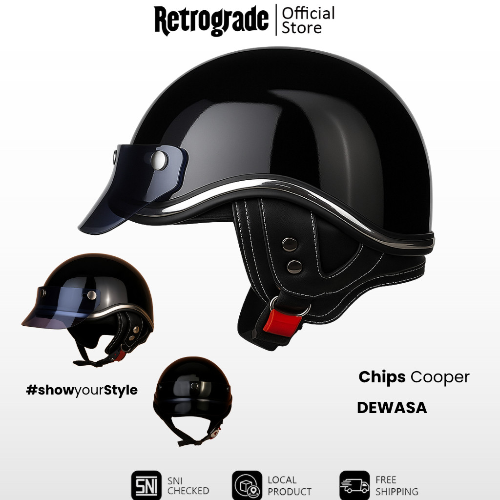 Jual Retrograde Helm Chip Cooper Vintage Gaya Retro untuk Remaja ...