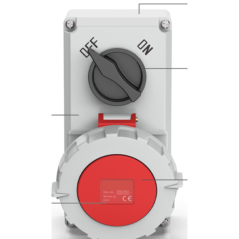 Jual Waterproof ip67 IP44 CEE Socket 3Pin 32a Outlet Interlock Switch ...