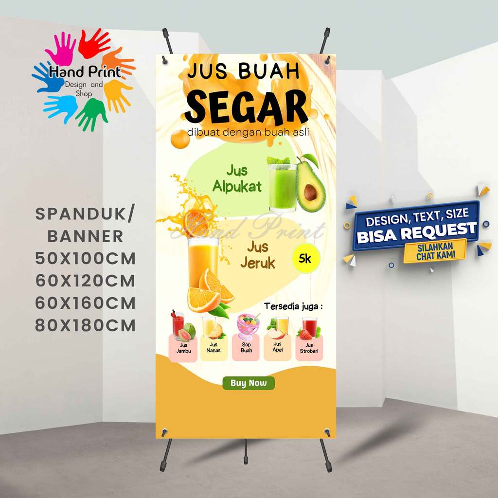 Jual Cetak Spanduk Banner Jus Buah Segar Estetik MMT Spanduk Custom ...