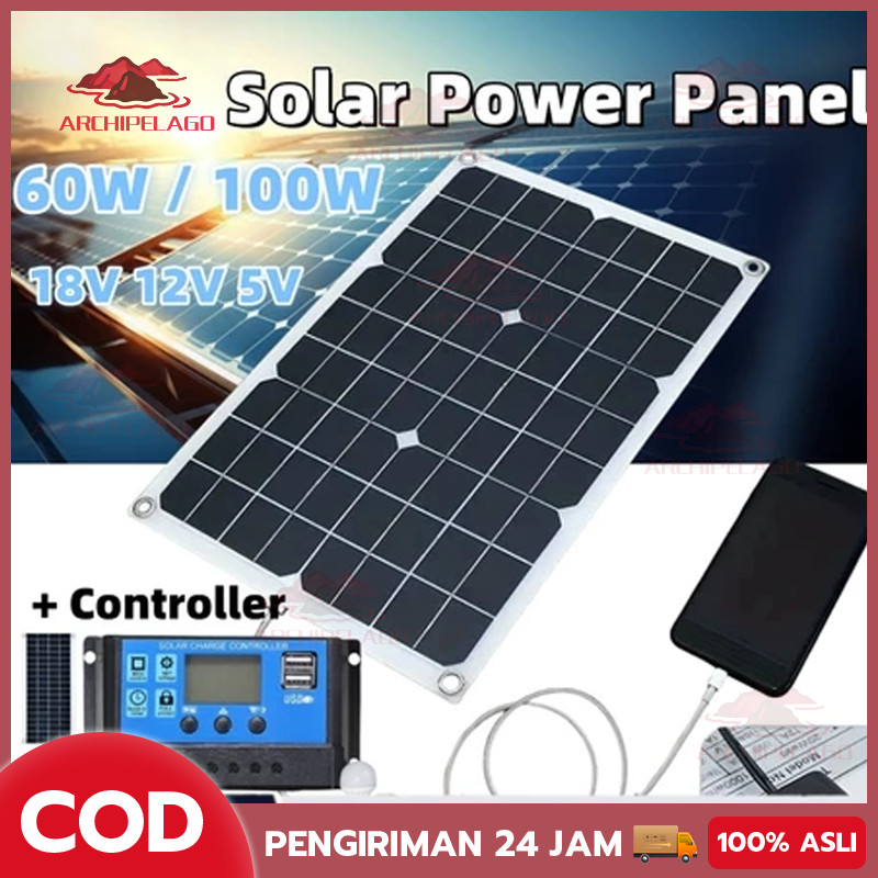 Jual Solar Panel 100W Panel Surya Solar Charge Controller LED Display ...