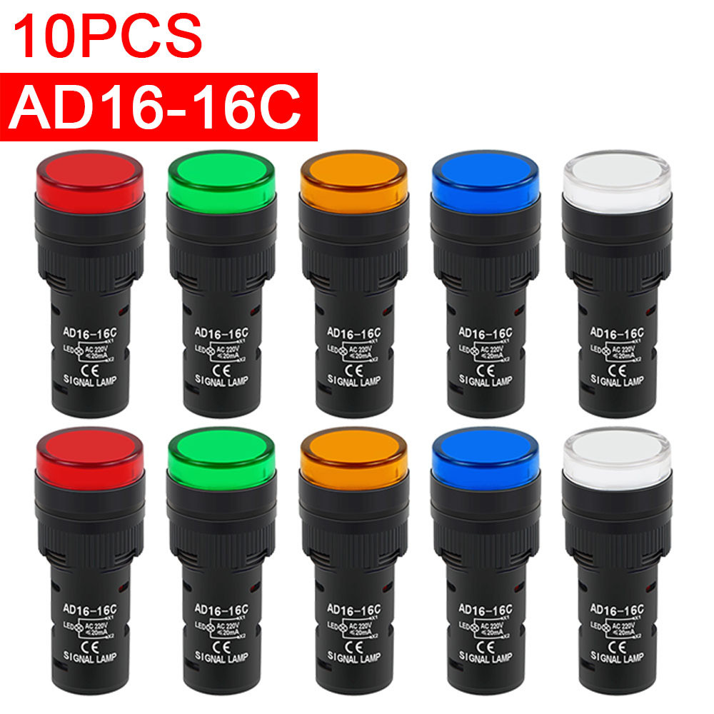 Jual 10PCS LED Indicator AD16-16C Panel Mount Signal Power Indicator AC ...