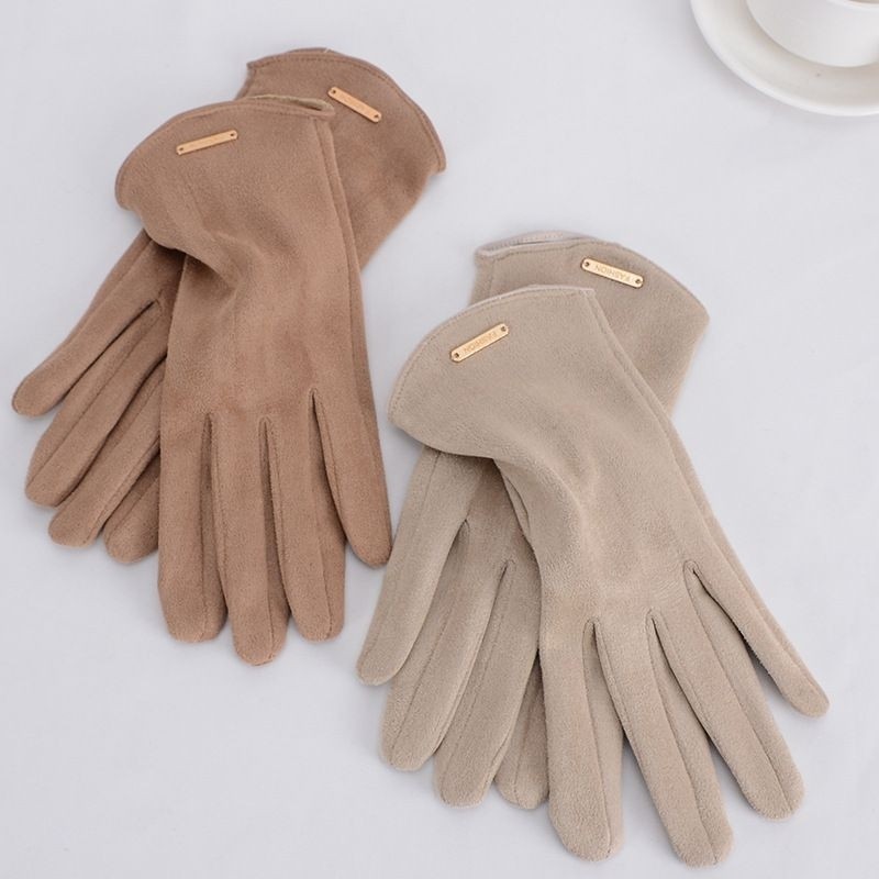 Jual (WALNUTS_) Winter Women Gloves #1315 Suede Plush One Size | Shopee ...