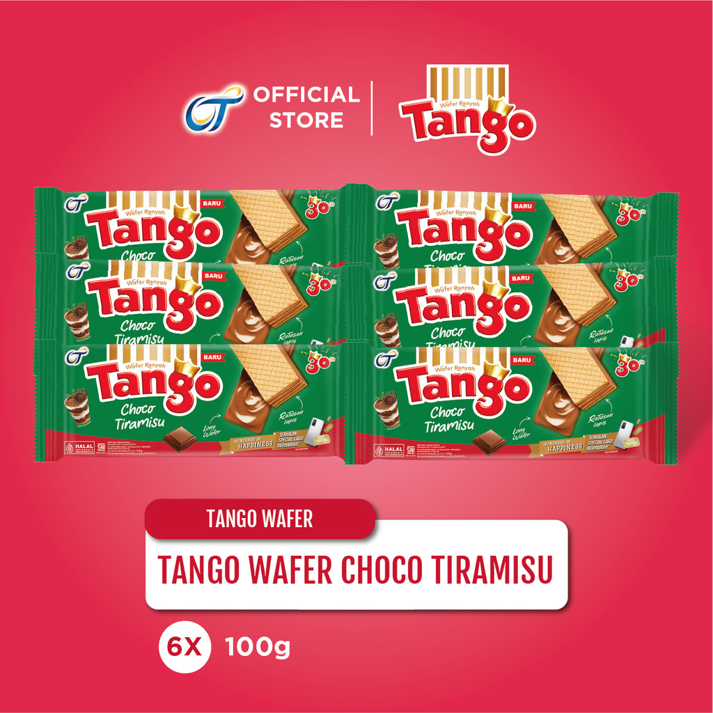 Jual Tango Long Wafer Renyah Krim Cokelat & Tiramisu - [6 Pcs x 100 ...
