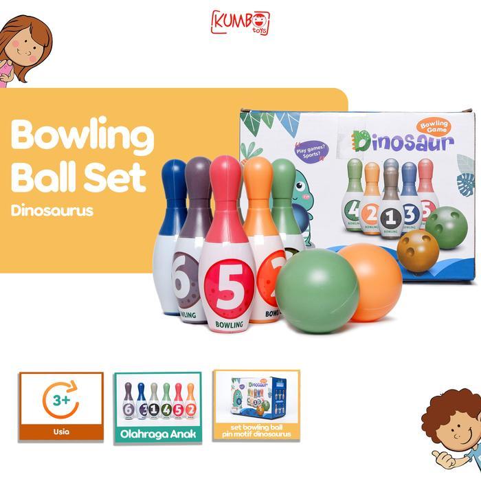 Jual Mainan Edukasi Dinosaur Bowling Ball Set Pin Motif Dinosaurus ...
