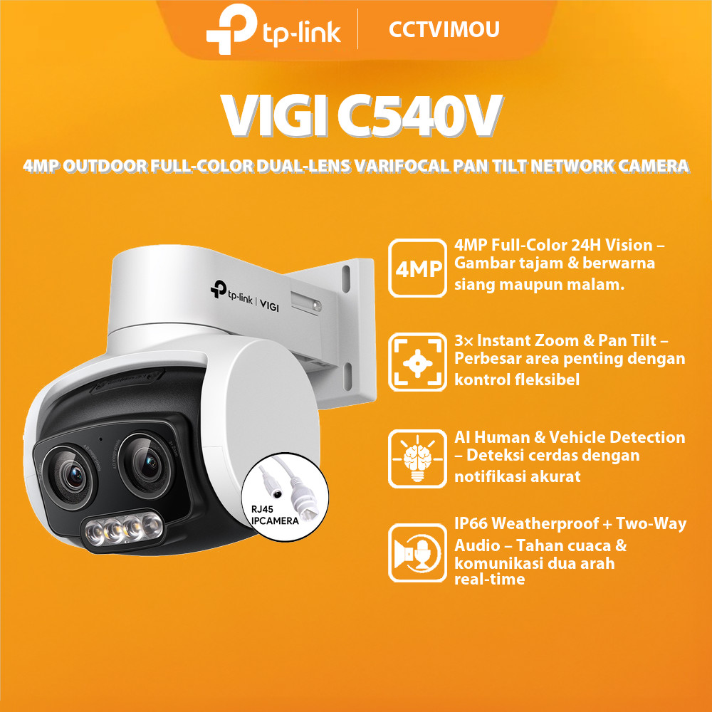 Jual TP-LINK VIGI C540V 4MP OUTDOOR FULL-COLOR DUAL-LENS VARIFOCAL PAN ...