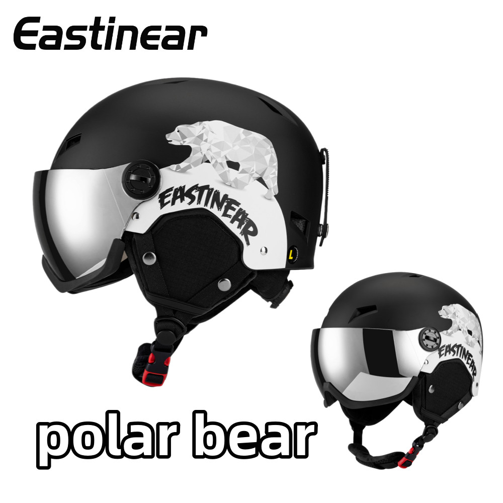 Jual Eastinear polar bear Ski Helmet Men Snow Goggles In One Anti ...