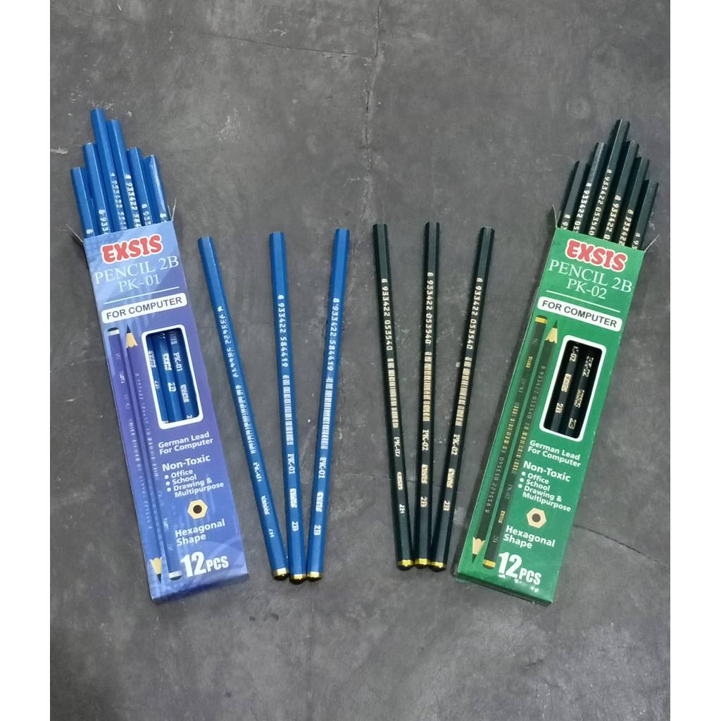 Jual *SDA* (1 PACK / 12 PCS) PENSIL 2B EXSIS / PENSIL BENTUK HEXAGONAL ...