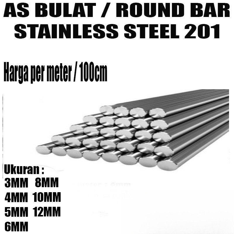 Jual AS BULAT / ROUND STAINLESS STEEL SS 201 PANJANG 100CM | Shopee ...