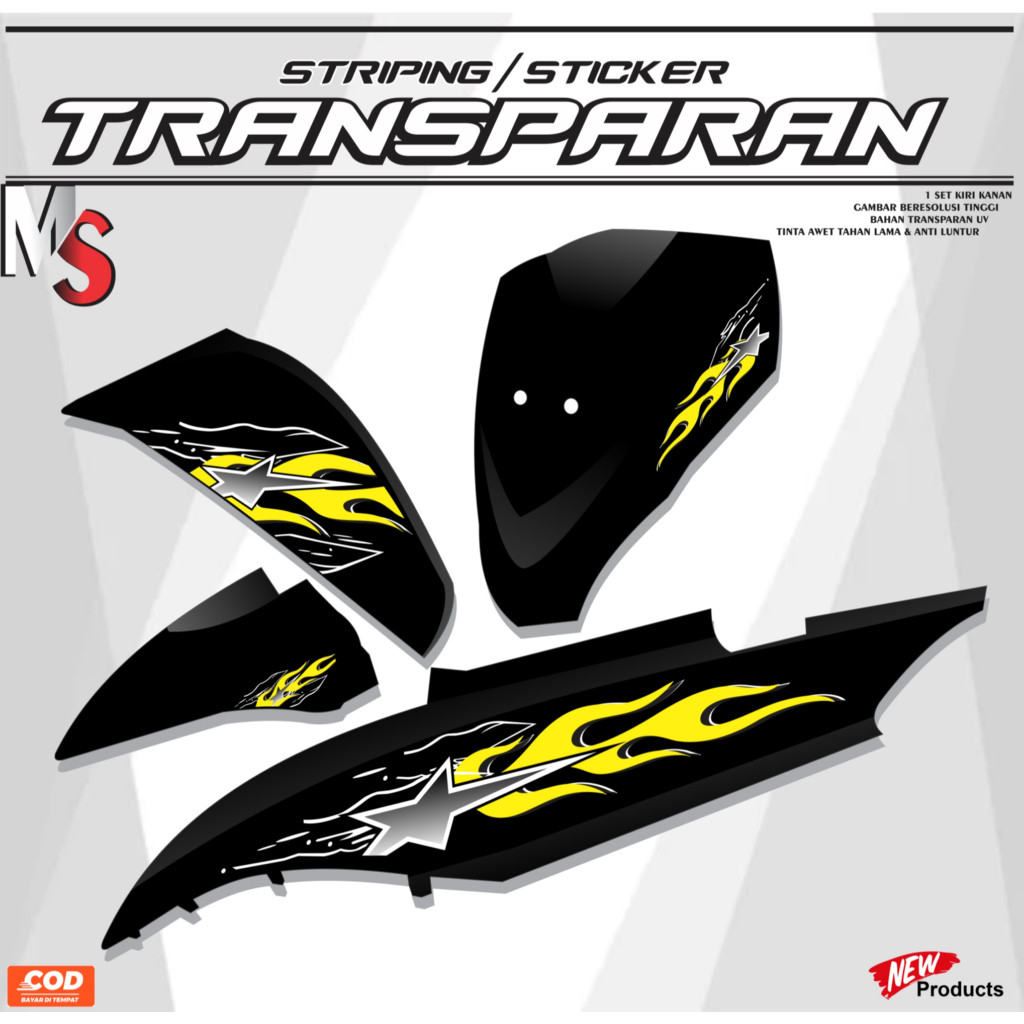 Jual Striping STICKER Mio J/Gt Transparan Motif API Simple MS0025 V4 ...