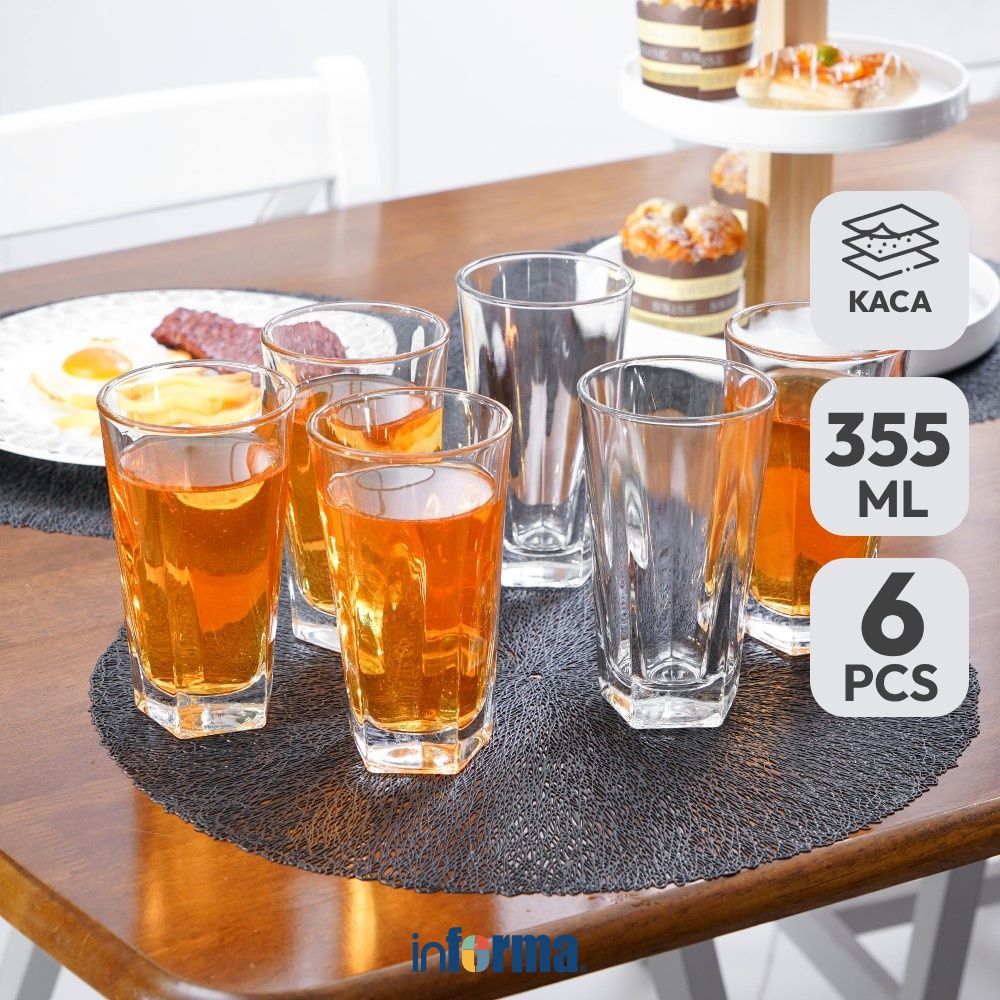 Jual Informa Libbey Inverness Gelas Kaca 355 ml Set 6 Pcs Transparan ...