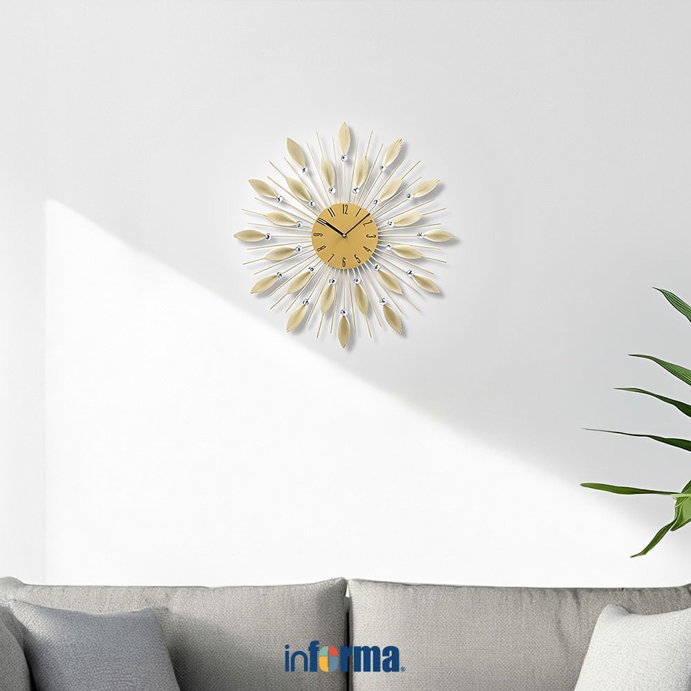 Jual Informa 55 cm Jam Dinding Metal 986 - Gold Wall Clock Jam Tembok ...