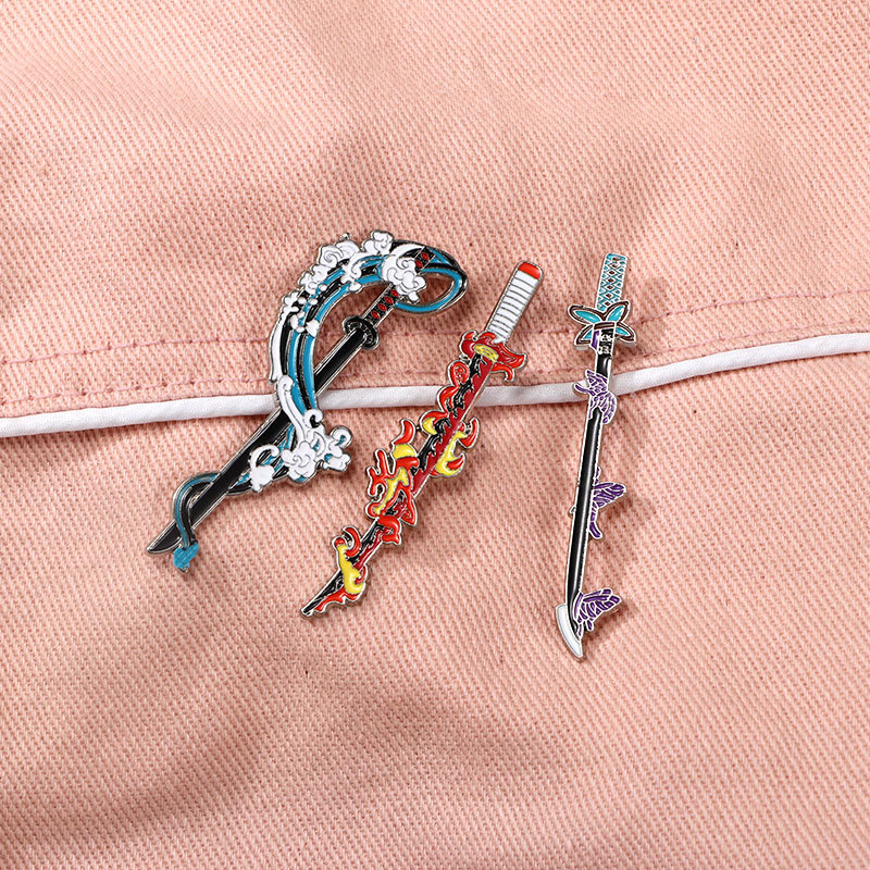 Jual Anime Nichirin Sword Enamel Pins Seawave Fire Butterfly Snake ...