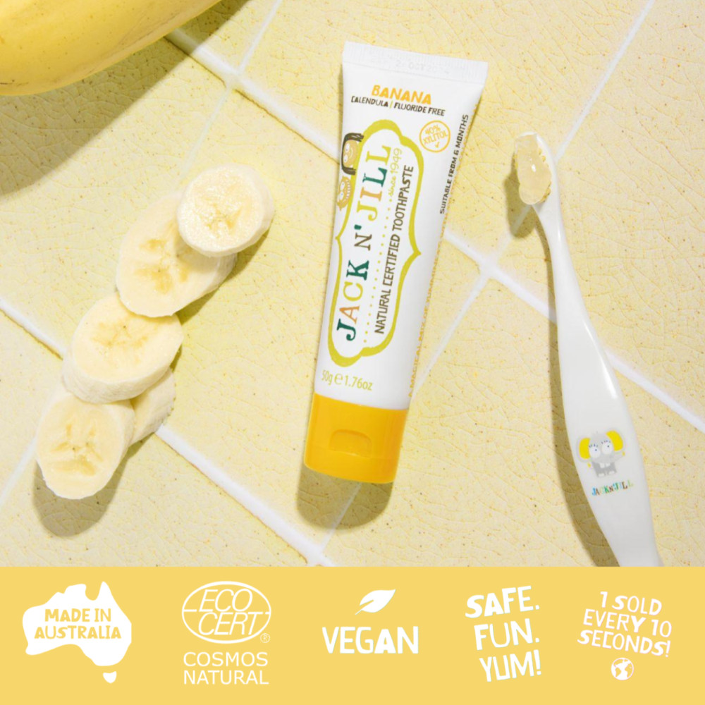Jual Jack N' Jill Natural Toothpaste Organic Banana 50g | Shopee Indonesia