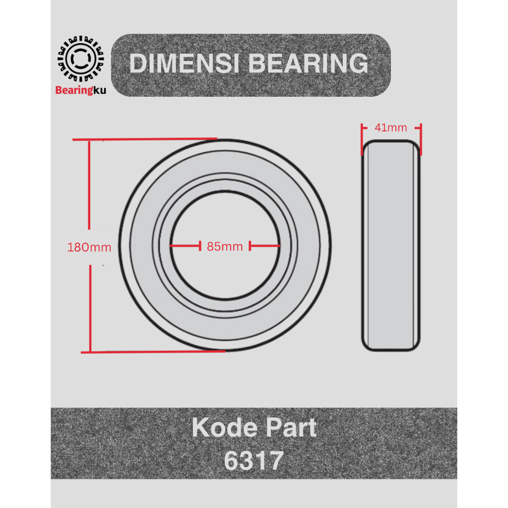 Jual Ball Bearing SKF 6317 2Z/C3 6317 ZZ C3 SKF Original 85x180x41 ...