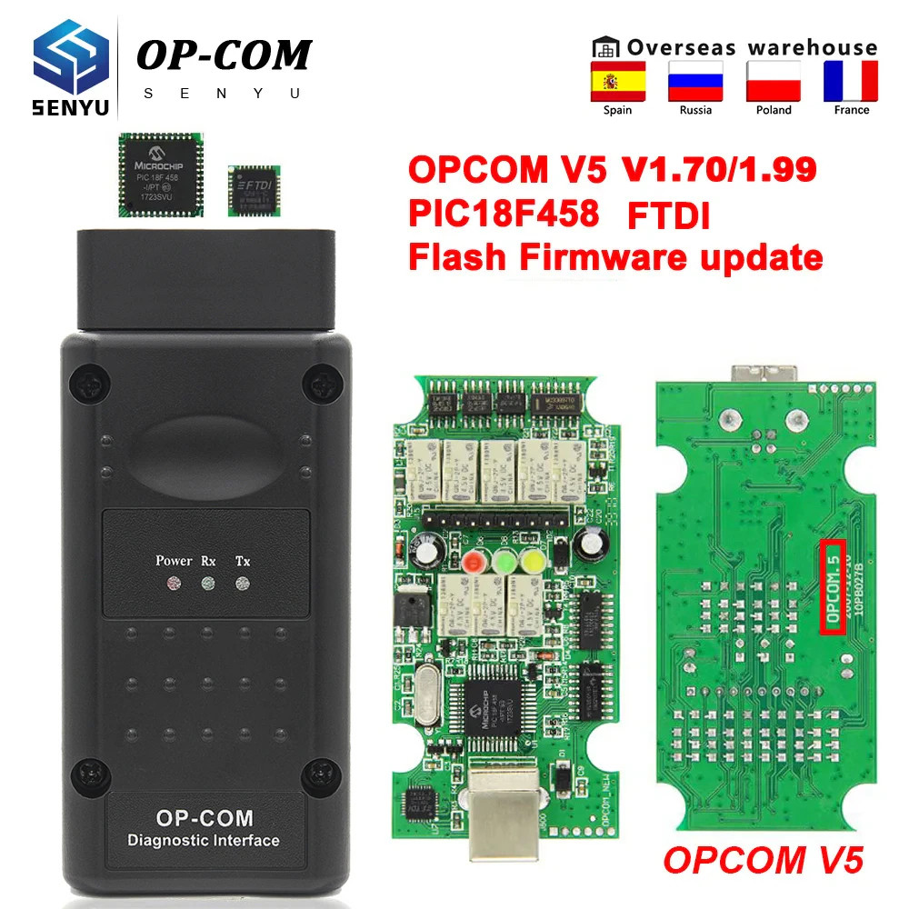 Jual OPCOM V5 1.70 PIC18F458 FT Flash Firmware update 1.99 CAN BUS OP ...