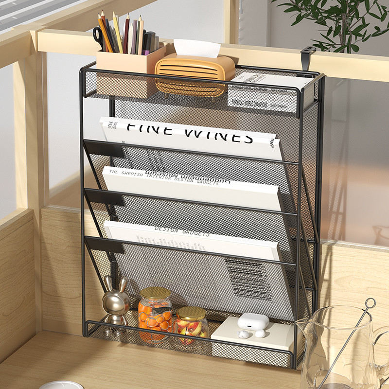 Jual Desk File Organizer Mesh 5-Tier, Hanging Wall Mount Document Organization Stand, Desktop ...