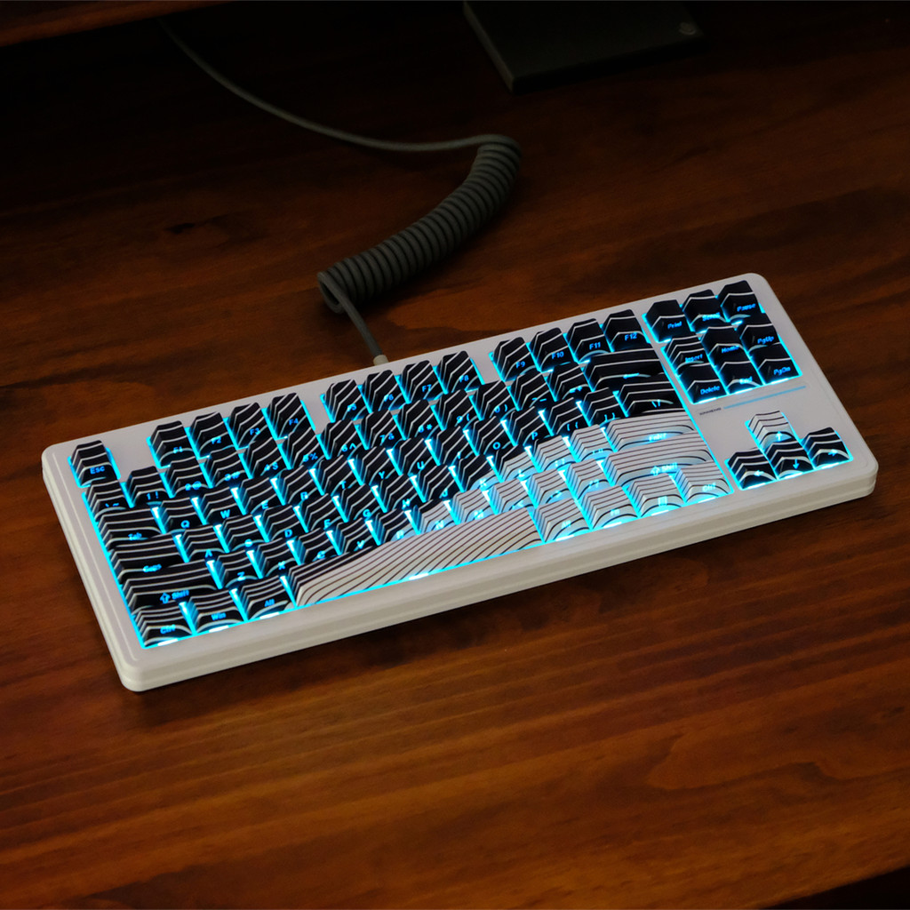 Jual 136 Keys Black White Wave Keycaps Side Print Backlit keyaps Cherry ...