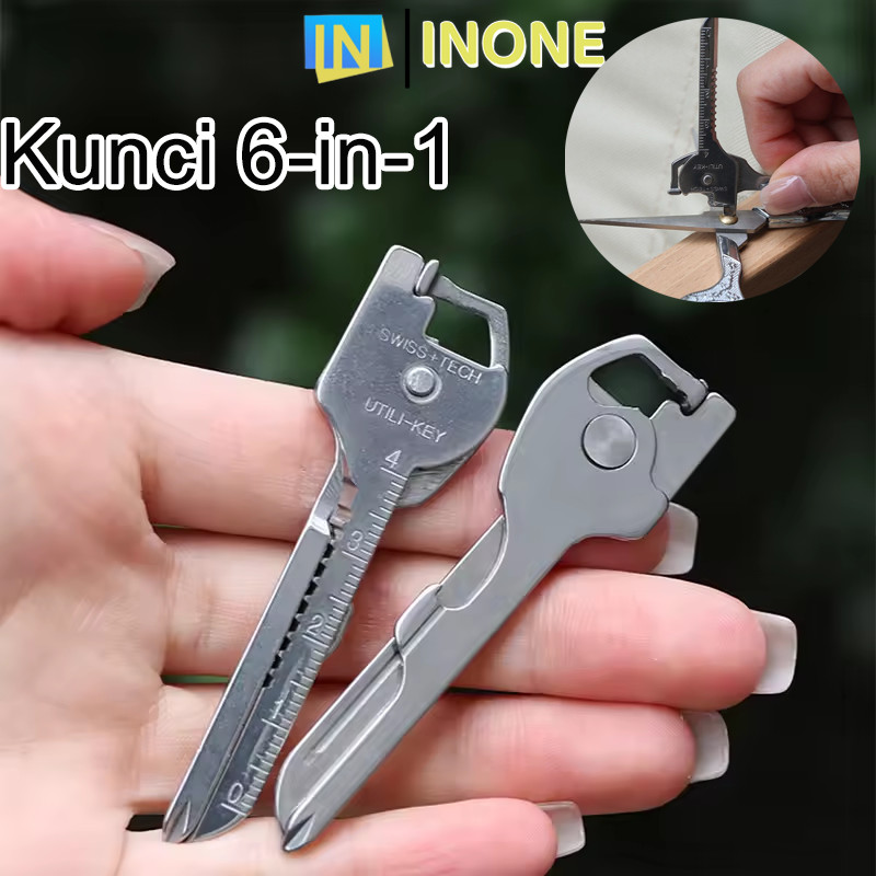 Jual INONE - 6 in 1 Stainless Steel Besi Utili Key Ring Multi Tool ...