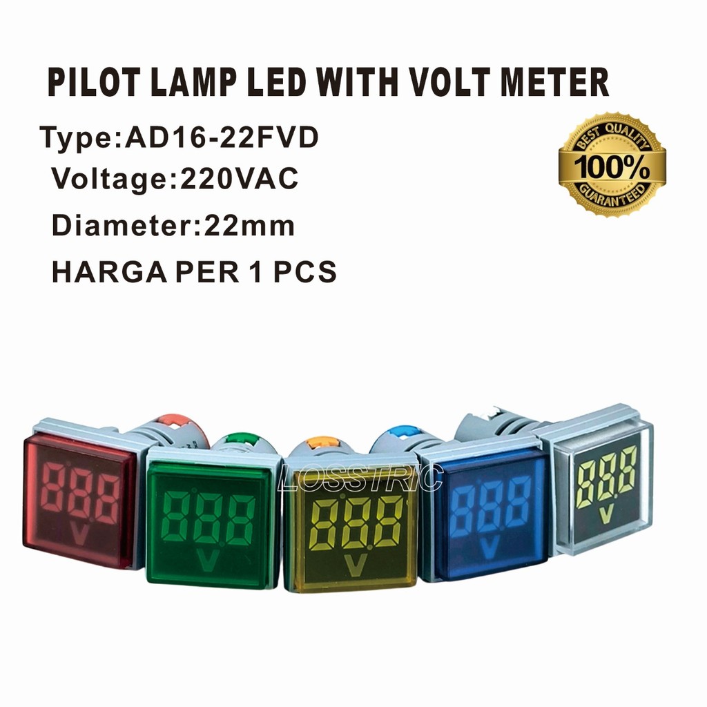 Jual PILOT LAMP LED VOLT METER 22mm KOTAK | Shopee Indonesia