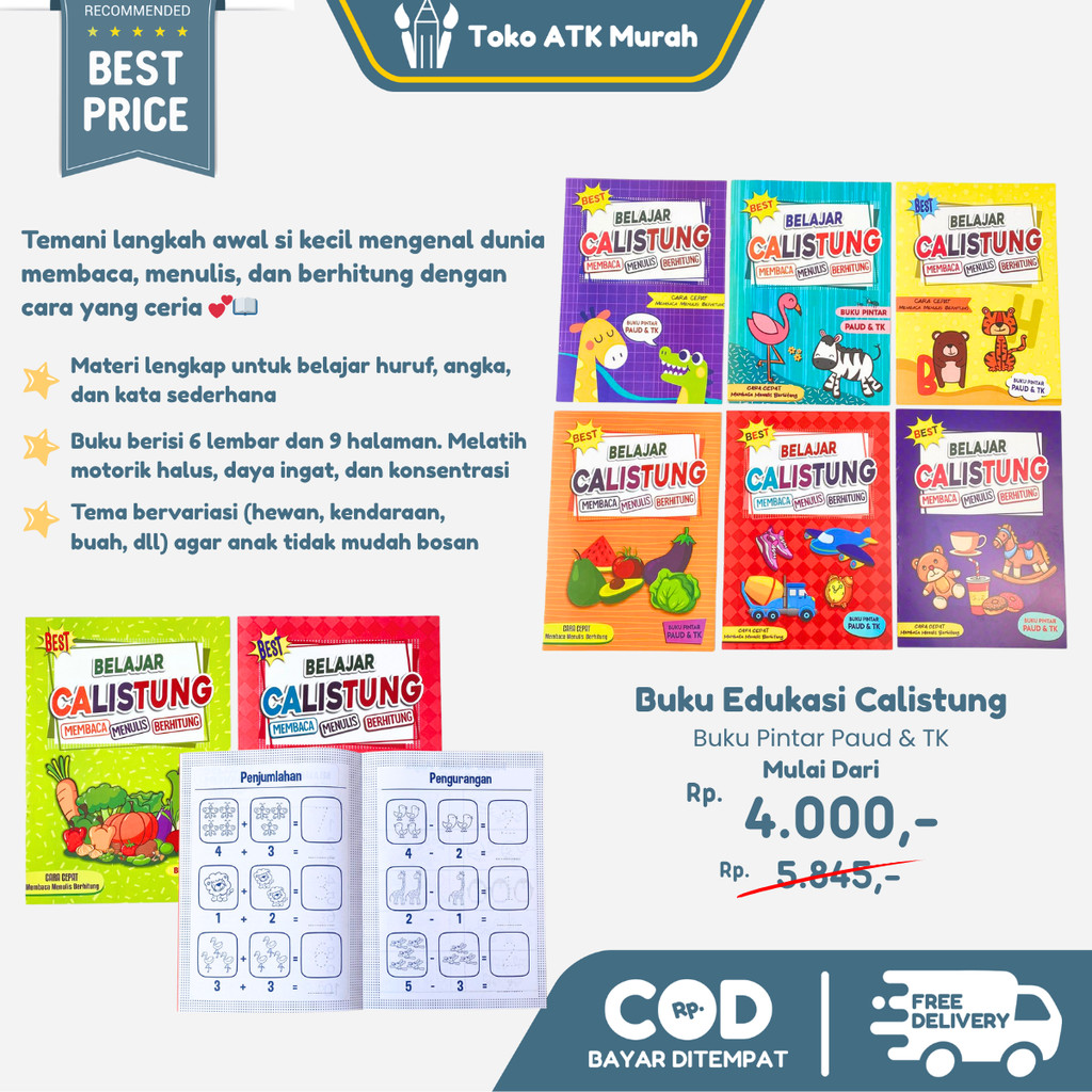 Jual Buku Edukasi Belajar CALISTUNG PAUD & TK – Paket Lengkap Membaca ...