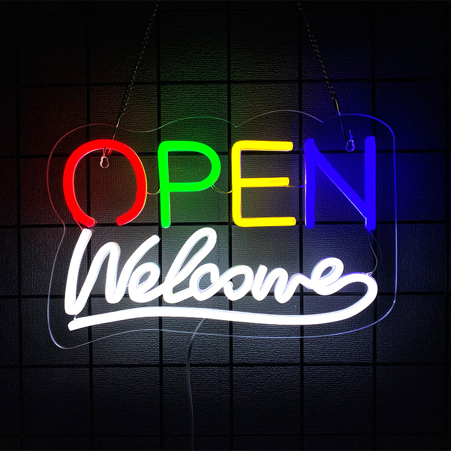 Jual Open Welcome Neon Sign For Wall Decor,Led Neon Light For Business ...