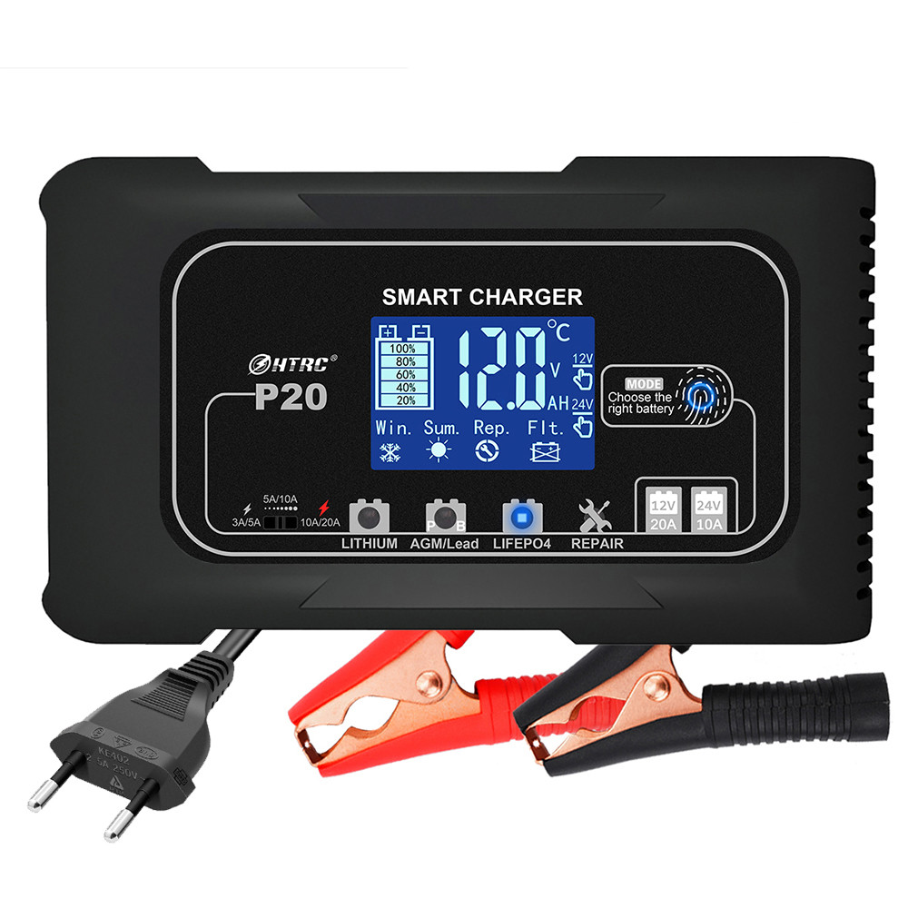 Jual HTRC 20A/15A/10A 12V/24V Battery arger LCD Screen Automatic Pulse ...