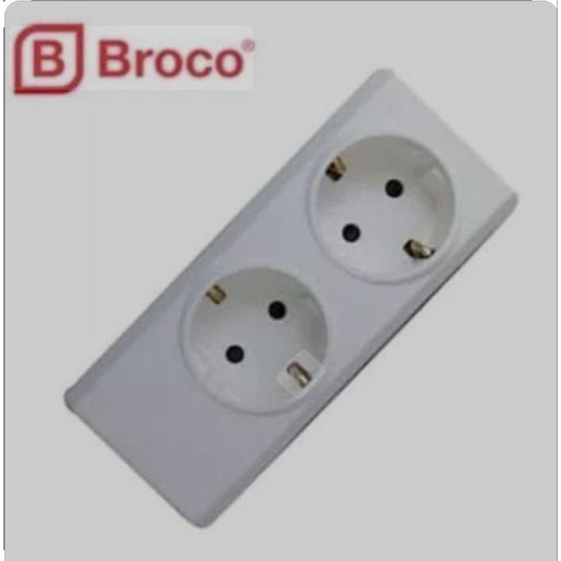 Jual Stop Kontak Arde 2 Lubang BROCO Series 15321 Colokan Listrik ...