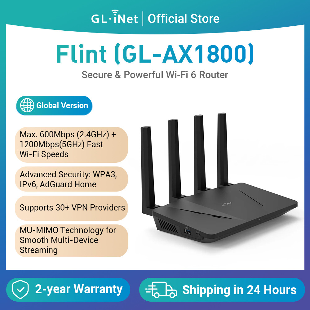 Jual GL.iNet GL-AX1800(Flint) WiFi 6 Router -Dual Band Gigabit Wireless ...