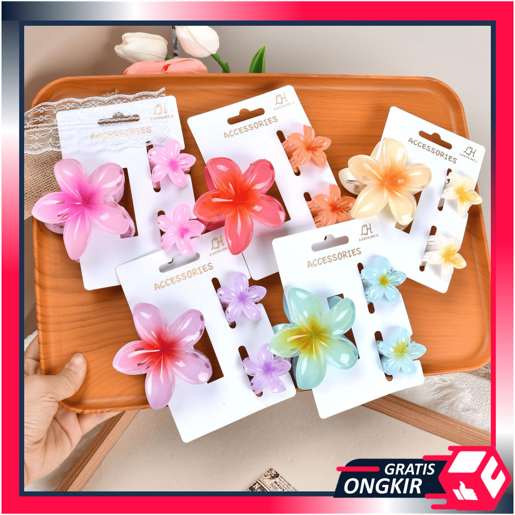 Jual Gratis Ongkir - F6751 Jepit Rambut Kamboja 3in1 Set Besar Kecil ...