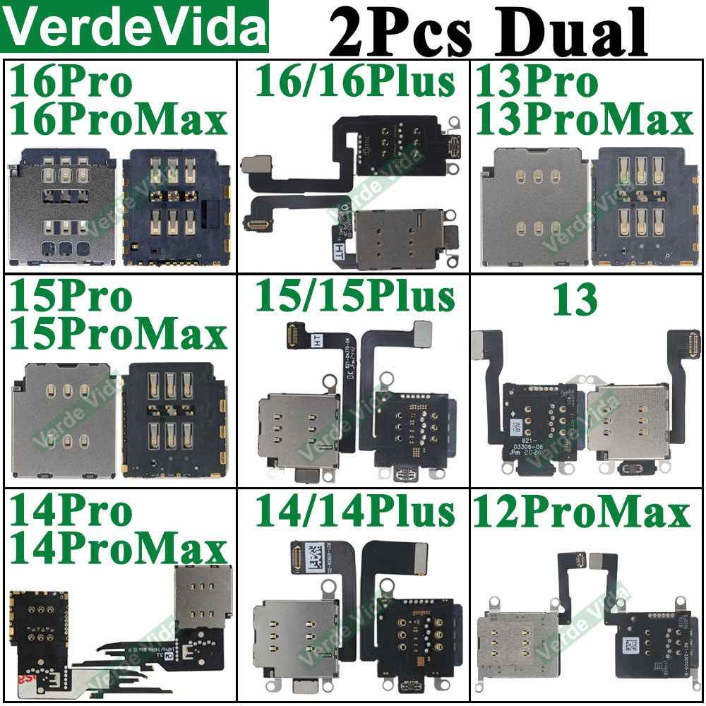 Jual 2Pcs Dual SIM Card Slot Socket Inner Adapter For iPhone 11 13 Pro ...