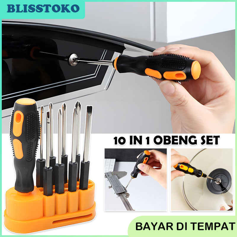 Jual Obeng Shock Set 10 in 1 Multifunction Screwdriver + Kunci ...