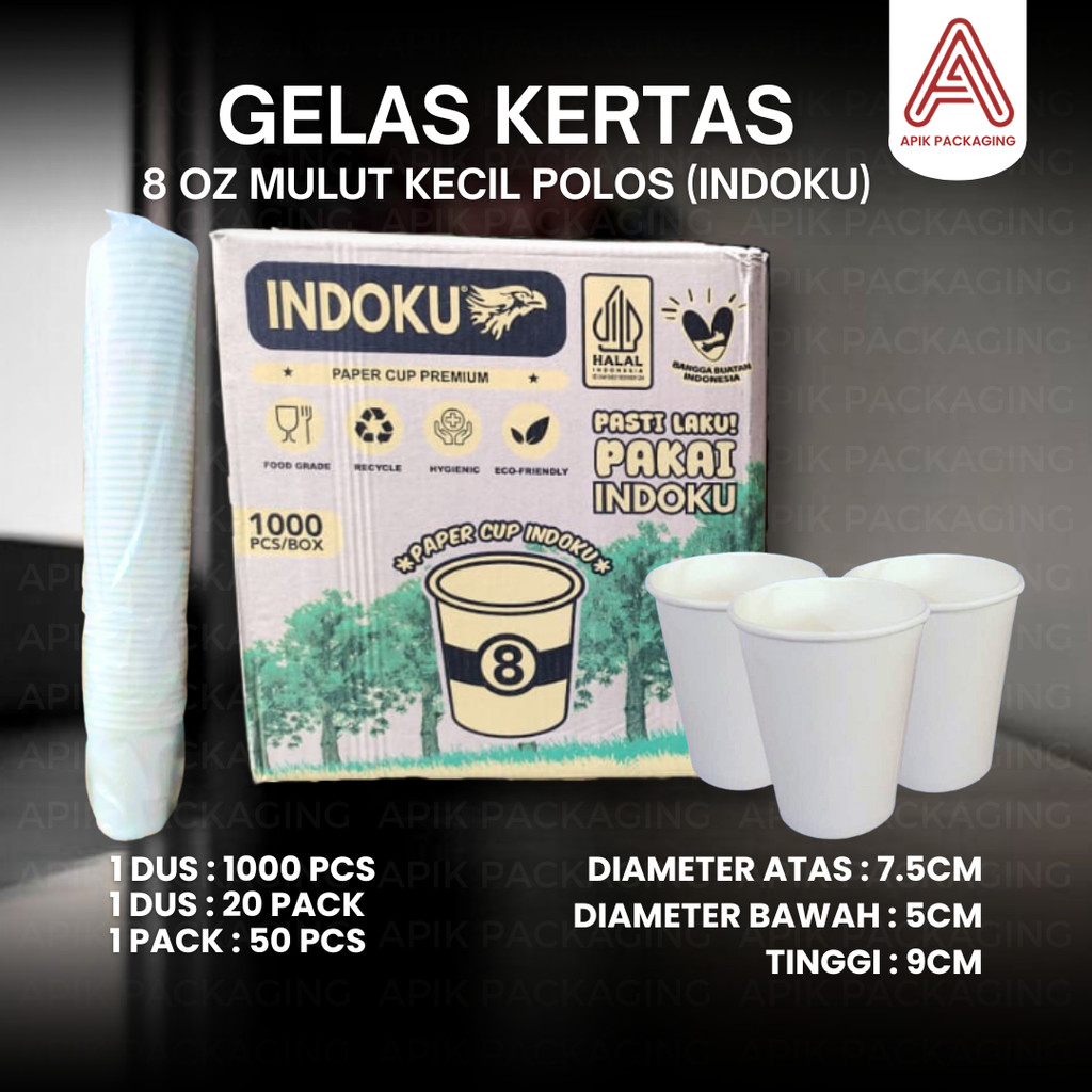 Jual PAPER CUP 9 OZ ( 8 OZ ) POLOS PUTIH INDOKU MULUT KECIL (DUS POHON ...