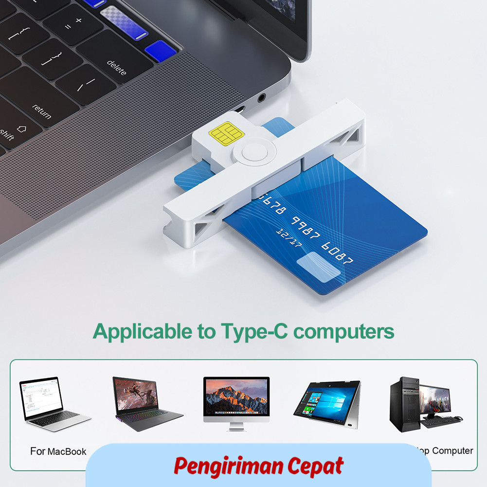 Jual PCP Portable Smart Card Reader USB2.0 Type-C USB Common Access CAC ...