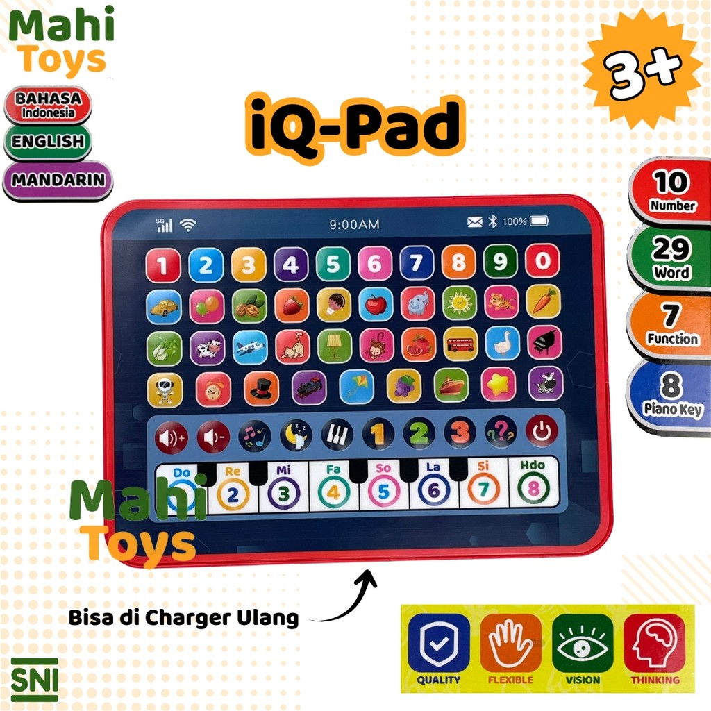 Jual Mahi Toys - iQ-Pad Mainan Edukasi Anak 3 Bahasa (Indonesia Inggris ...