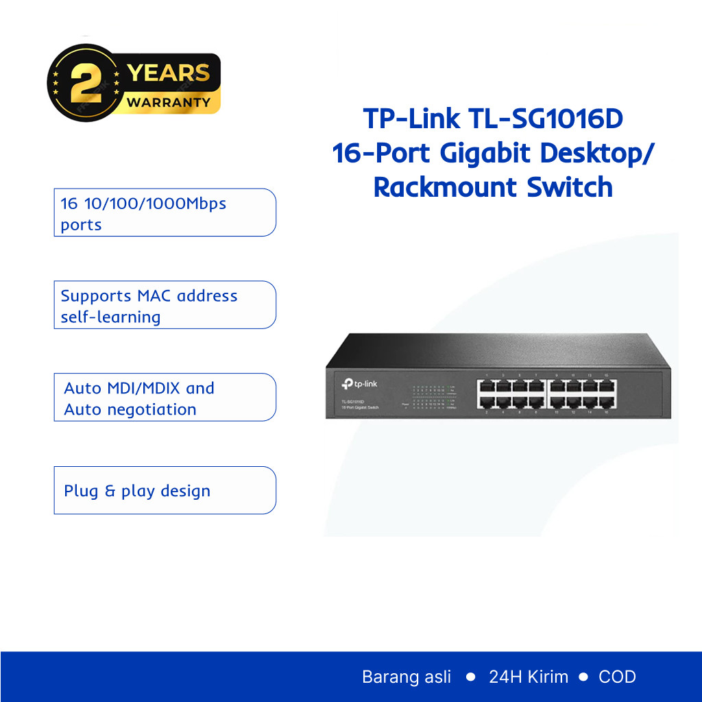 Jual TP-Link TL-SG1016D | 16 Port Gigabit | Unmanaged Switch | Desktop ...