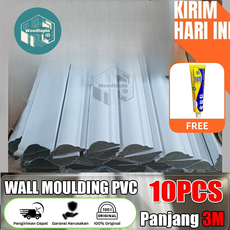 Jual 3M x10PCS List Plafon PVC Wall Moulding PVC Premium List Molding ...