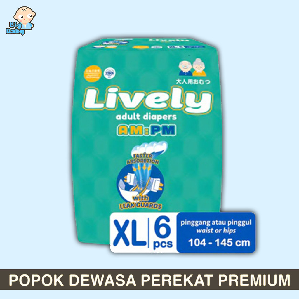 Jual LIVELY Popok Dewasa Tipe Perekat Siang Malam Ukuran XL6 - Adult ...