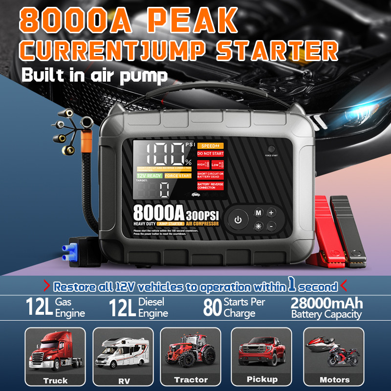 Jual 8000A Professional Heavy-duty Vehicle Jump Starter, High-power 12V ...