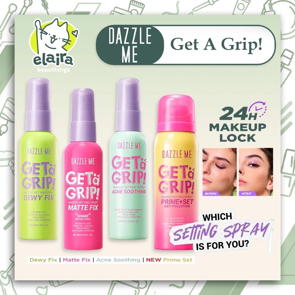 Jual DAZZLE ME Setting Spray Get a Grip! | Matte, Dewy, Acne, Prime+Set ...