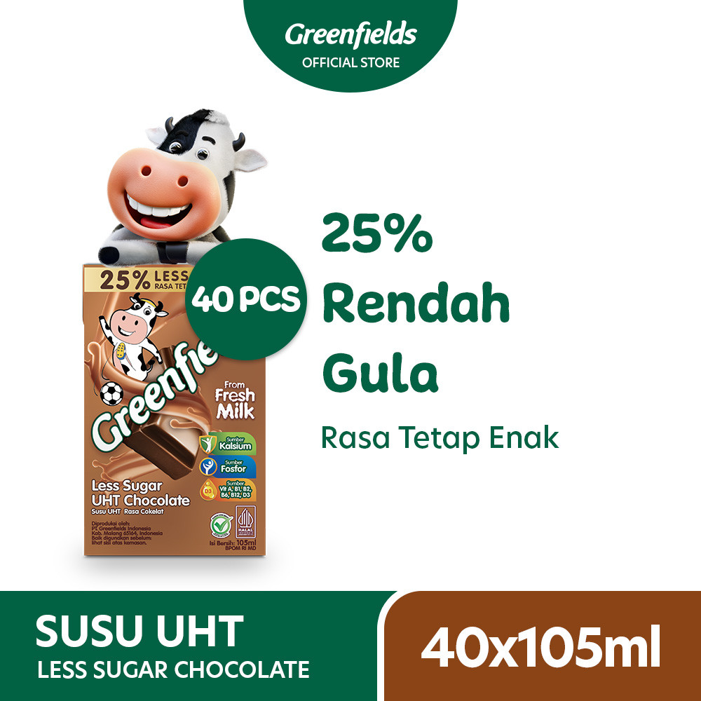 Jual [LEBIH HEMAT] Susu Greenfields UHT Chocolate Less Sugar 105 mL x 1 ...
