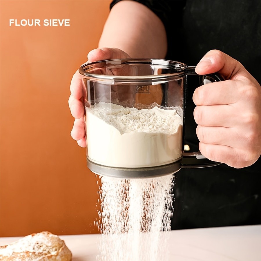 Jual -Automatic Flour Sifter With Hand Press Design Transparent Flour ...