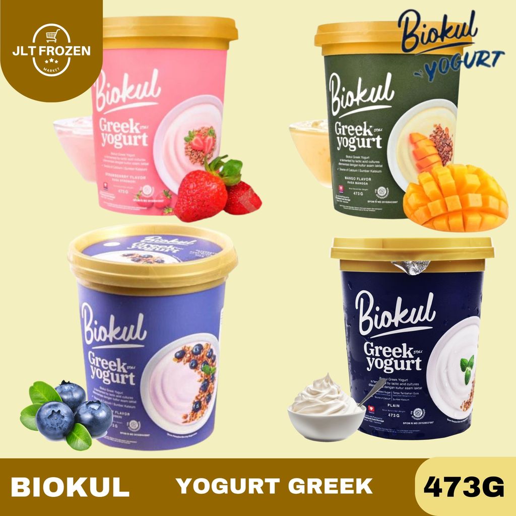 Jual Biokul Yogurt Greek 473g / Plain / Blueberry / Mango / Strawberry ...