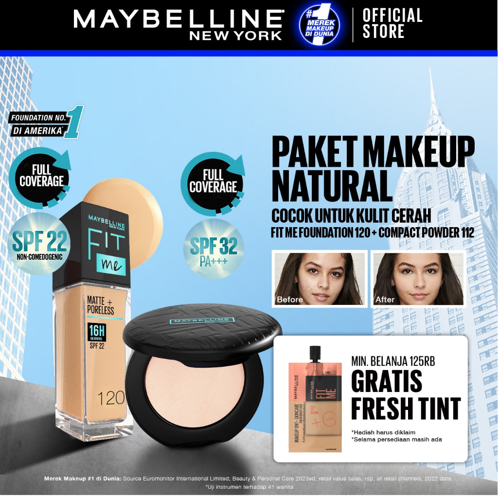 Jual Maybelline Paket Makeup FIT ME Compact Powder + FIT ME Liquid ...