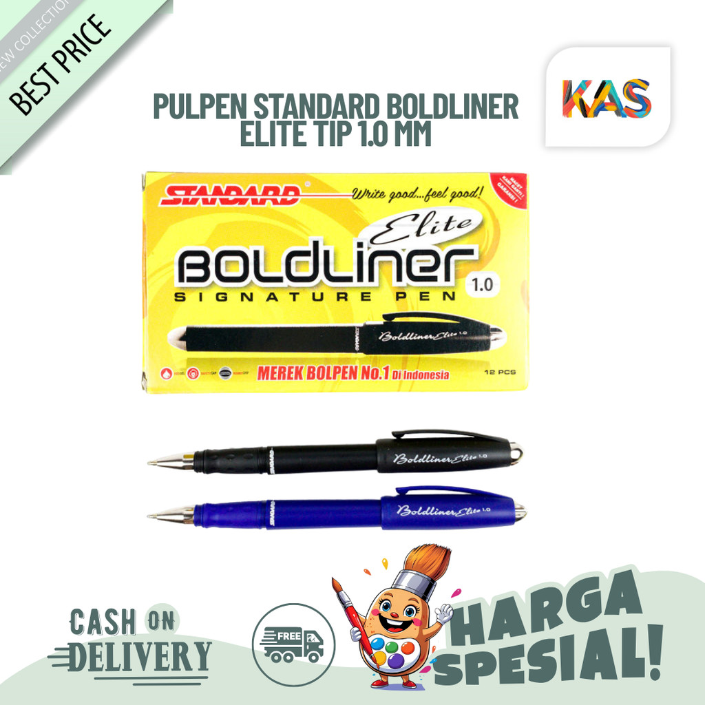 Jual Pulpen Standard Boldliner Elite Ballpoint Tinta Hitam Tip 0.1 ...