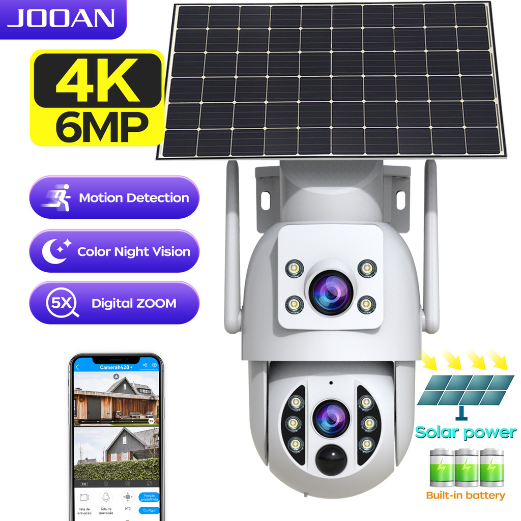 Jual JOOAN 4K Solar Security Camera Wireless Outdoor Dual Lens Solar IP ...